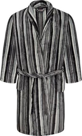 Espionage PJ152 Peignoir de bain &agrave; rayures en polaire pour homme 2XL-8XL, Noir/gris ray&eacute;, 4XL