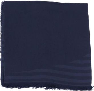 Max Mara écharpe rayée à franges - Bleu