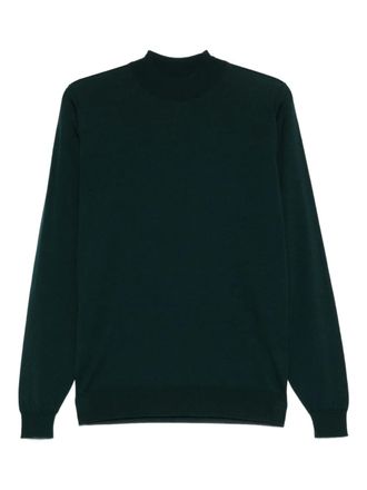 John Smedley pull en laine m&eacute;rinos m&eacute;lang&eacute;e - Vert