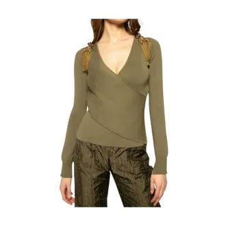 Patrizia Pepe Femme, Pulls, Vert, Taille: 36 FR V-neck Tricots