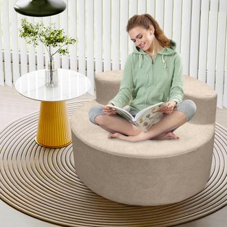 Generico Runder Sessel mit abnehmbarem und maschinenwaschbarem Bezug, bequem und klein, ideal f&uuml;r Wohnzimmer, Schlafzimmer und Wohnung (Aprikose)