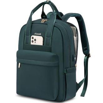Lovevook Sac &agrave; dos pour femme - Avec compartiment pour ordinateur portable - &Eacute;tanche - &Eacute;l&eacute;gant - Pour le travail, luniversit&eacute;, le bureau, les voyages, vert fon