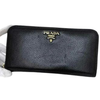 Prada unisex, Pre-owned, Noir, Taille: ONE Size Portefeuille en cuir vintage Pre-owned