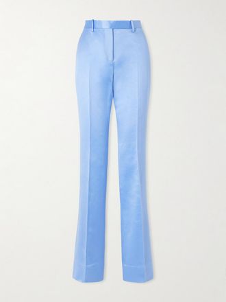 Tom Ford Hose Mit Geradem Bein Aus Duchesse-satin Aus Einer Baumwoll-seidenmischung - Blau