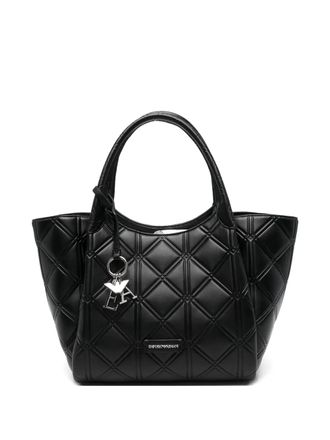 Emporio Armani sac cabas matelassé à breloque logo - Noir
