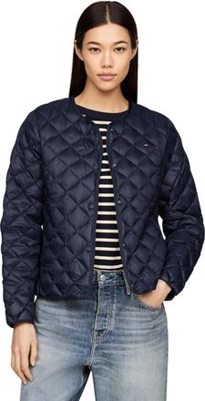 Tommy Hilfiger Damen Steppjacke Down Quilted Collarless mit Knopfleiste, Blau (Desert Sky), XL