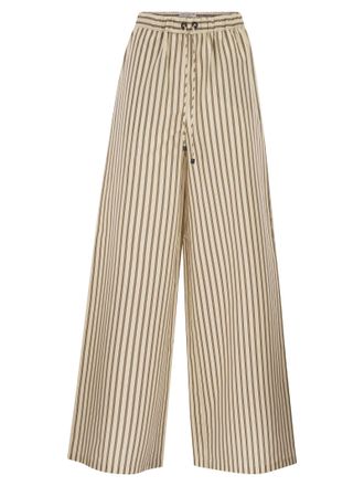 Max Mara Mxmordine Pantalon Large En Toile De Coton Et De Soie Ray&eacute;e