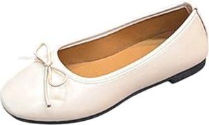 Generic Ballerines plates pour femme avec noeud - Couleur unie - &Eacute;l&eacute;gantes - L&eacute;g&egrave;res - Confortables - Pour le travail, le bureau, les f&ecirc;tes, beige, 37.5 EU