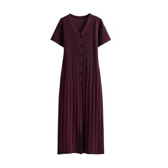 Generic Robe amincissante d&eacute;t&eacute; d&eacute;contract&eacute;e &agrave; manches courtes et col en V pour femme, violet, Taille unique