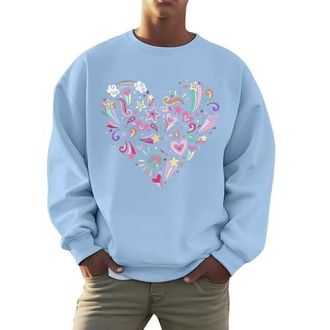 Generic 2026 Sweat-shirt d&eacute;contract&eacute; &agrave; col rond pour homme et femme Motif lettres imprim&eacute;es, bleu clair, XL