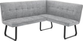 Byliving Eckbank TALEA/Webstoffbezug in hellgrau, Gestell in schwarz/Gro&szlig;e Eckbank L-Form, Langer Schenkel Links, komfortable Nosaqfederung/Sitzbank/Essbank/Ma