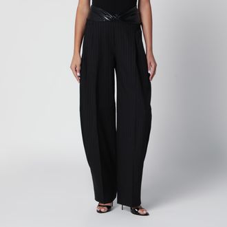 Andamane Weite Hose schwarz-wei&szlig; aus Wollgabardine