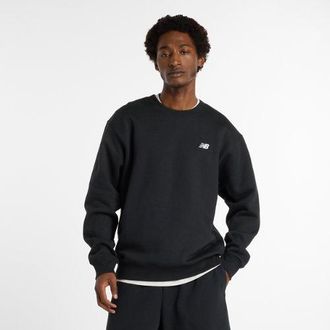 New Balance Homme Linear Graphic Fleece Crew en Noir, Coton, Taille 2XL