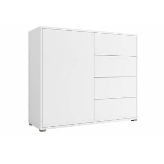 Mirjan24 Mobilier1 - Commode Comfivo Fersoe 102, Blanc + Mat blanc, Avec tiroirs et portes, Nombre de tiroirs: 0, 93x100x41cm