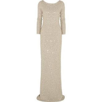 Oscar De La Renta Oscar De La renta sequin embellished gold gown Size S