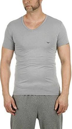 Emporio Armani Homme 2-pack V Neck T-shirt Essential Core Logoband T shirt, Multicolore (Grigio/Marine 13742), S EU
