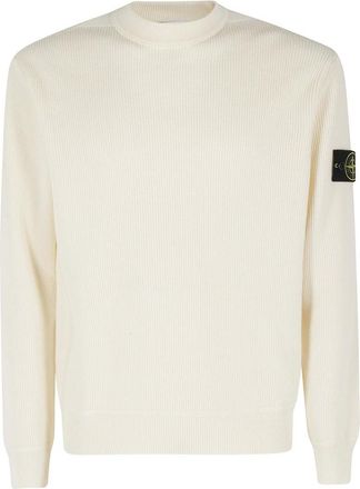 Stone Island Homme, Pulls, Blanc, Taille: XL 5100154 Pull Ras du Cou en Coton Doux C&ocirc;tel&eacute;