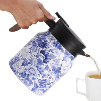 Generico Mit Blumendruck, 1,5 l, thermisch mit Filter, mit Wassertrennung, tragbar, leicht, gro&szlig;e Kapazit&auml;t f&uuml;r hei&szlig;e Getr&auml;nke f&uuml;r Wohnzimmer, Haus, K&uuml;che