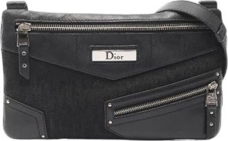 Dior Sac bandouli&egrave;re Street Chic Trotter en toile et cuir Pre-owned - Femme - Pre-owned - Noir - Taille: ONE Size
