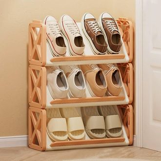Generic Stapelbares Schuhregal mit 2/3/4 Ablagen, Offenes, Schr&auml;ges Schuhablage, Freistehendes Schuhst&auml;nder for Eingangsbereich, Wohnzimmer, Schlafzimmer, Bal