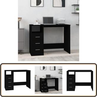 vidaXL Vidaxl - Schreibtisch mit Schubladen Schwarz 102x50x76 cm Holzwerkstoff - Bürostuhl - Schreibtisch Schwarz - Home Office - Holzwerkstoffmöbel