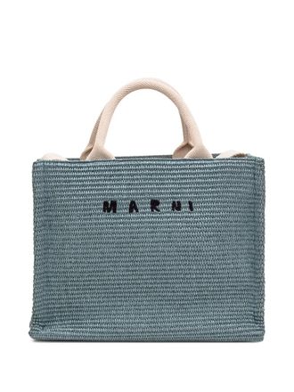 Marni Tote Bag mit Logo-Stickerei - Gr&uuml;n