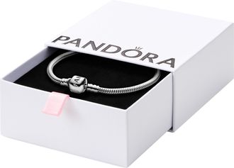 Pandora Moments Schlangen-Gliederarmband mit Zylinderverschluss aus Sterling-Silber, kompatibel mit Charms und Anh&auml;ngern aus der Moments Kollektion, Gr&ouml;&szlig;e: 23