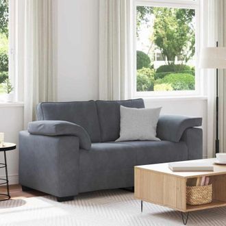 vidaXL Vidaxl - Canap&eacute; causeuse 2 places gris fonc&eacute; 120 cm en velours - Si&egrave;ges en mousse &eacute;paisse - Design moderne pour salon ou bureau