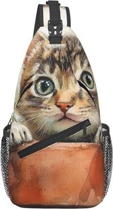 Generic Sac &agrave; bandouli&egrave;re Kitten In A Flowerpot - Sac &agrave; bandouli&egrave;re de voyage pour homme - Sac &agrave; dos de randonn&eacute;e