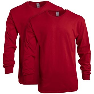 Gildan Unisex-Erwachsene Schwerer Baumwolle, lang&auml;rmelig, Stil G5400, 2er-Pack T-Shirt, Rot/Ausflug, einfarbig (Getaway Solids), XL