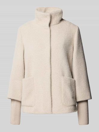 s.Oliver Black Label Regular Fit Webpelzjacke mit langen Rippstrick-Manschetten