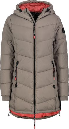 Sublevel Damen Winterjacke Stepp-Mantel mit Kapuze lang & tailliert, Outdoorjacke f&uuml;r Damen light-brown1 XL