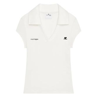 Courr&egrave;ges Sports Cropped Polo - - Tops - Damen - Wei&szlig; - M