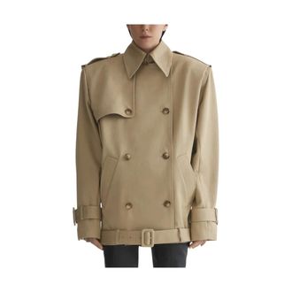 MUGLER Femme, Vestes, Beige, Taille: 38 FR Buckle Double-breasted Jacket
