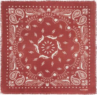 Kujten Bandana cachemire tricotage jersey imprim&eacute; - Grand Bandana Hachiko Feather