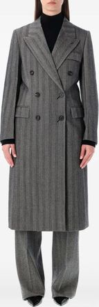 Ferragamo manteau croisé à rayures - Gris
