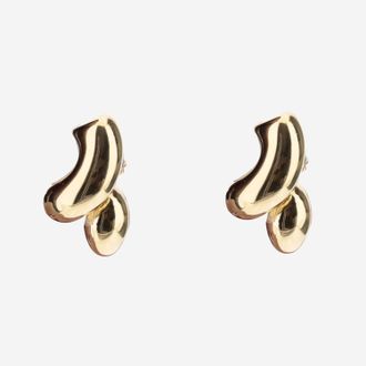 Bottega Veneta Womens Corkscrew Earrings Gold Sterling Silver