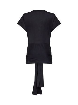 Toteme Womens Tie-Waist Jersey Top, Black Lyocell Tops
