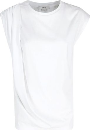 Vince Femme, Tops, Blanc, Taille: 38 FR Haut D&eacute;contract&eacute; Drap&eacute; en M&eacute;lange de Coton Pima