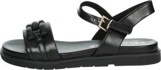 Marco Tozzi Damen Sandalen flach mit Schließe Sommer, Schwarz (Black), 41 EU