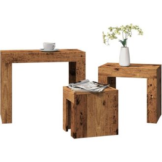 vidaXL Vidaxl - Tables basses gigognes 3 pcs vieux bois bois ding&eacute;nierie