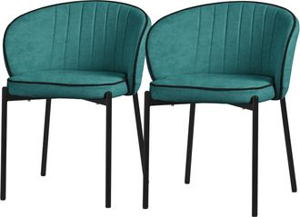 ML Design ML-Design Esszimmerst&uuml;hle 2er Set Petrol, K&uuml;chenst&uuml;hle mit Stoffbezug und Metallbeinen, Wohnzimmerstuhl mit R&uuml;ckenlehne, Polsterst&uuml;hle f&uuml;r Esszimmer u