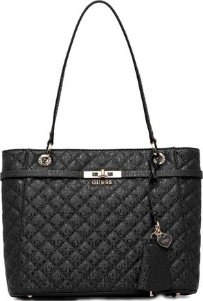 Guess Co Gesteppte Idra Tote Bag mit Herzanhänger - Schwarz