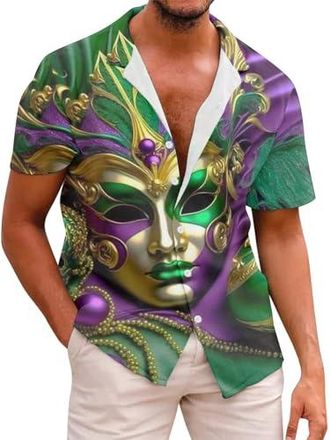 Generic Chemise &Agrave; Paillettes Homme, Costume Disco Homme, Chemise/T-Shirt &Agrave; Col Imprim&eacute; Carnaval pour Homme Top pour F&ecirc;te Club Party