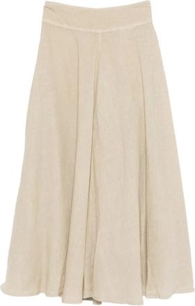 120% Lino Femme, Jupes, Beige, Taille: 38 FR Jupe Midi Pliss&eacute;e