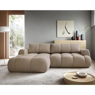 Best Mobilier Bestmobilier - Yulin - canap&eacute; dangle gauche 4 places convertible avec coffre en tissu bouclette
