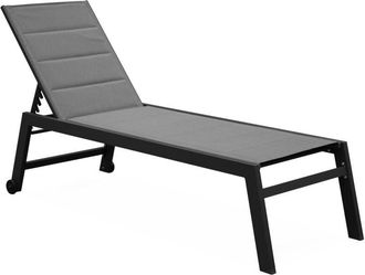 Sweeek Bain de soleil Solis en textil&egrave;ne matelass&eacute;. transats 6 positions. lounge Anthracite / Gris
