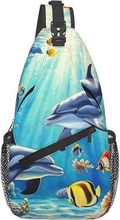 Generic Sac &agrave; bandouli&egrave;re tortues, dauphins, poissons sous-marins, sac &agrave; bandouli&egrave;re de voyage pour homme, sac &agrave; dos de randonn&eacute;e