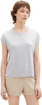 Tom Tailor Damen 1036534 Basic T-Shirt, 31710-Mid Blue Sand Stripe, S