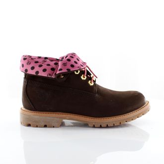 Timberland Authentics Roll Top Dunkelbraune Leder Schn&uuml;re -up -Frauenstiefel 8136a